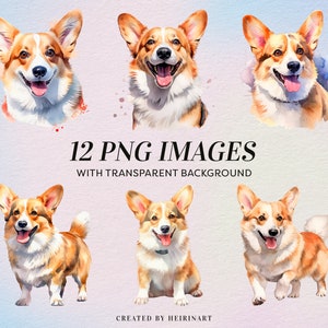 Watercolor Corgi Clipart - Pet Portrait PNG - Commercial Use - Cute Dog ...
