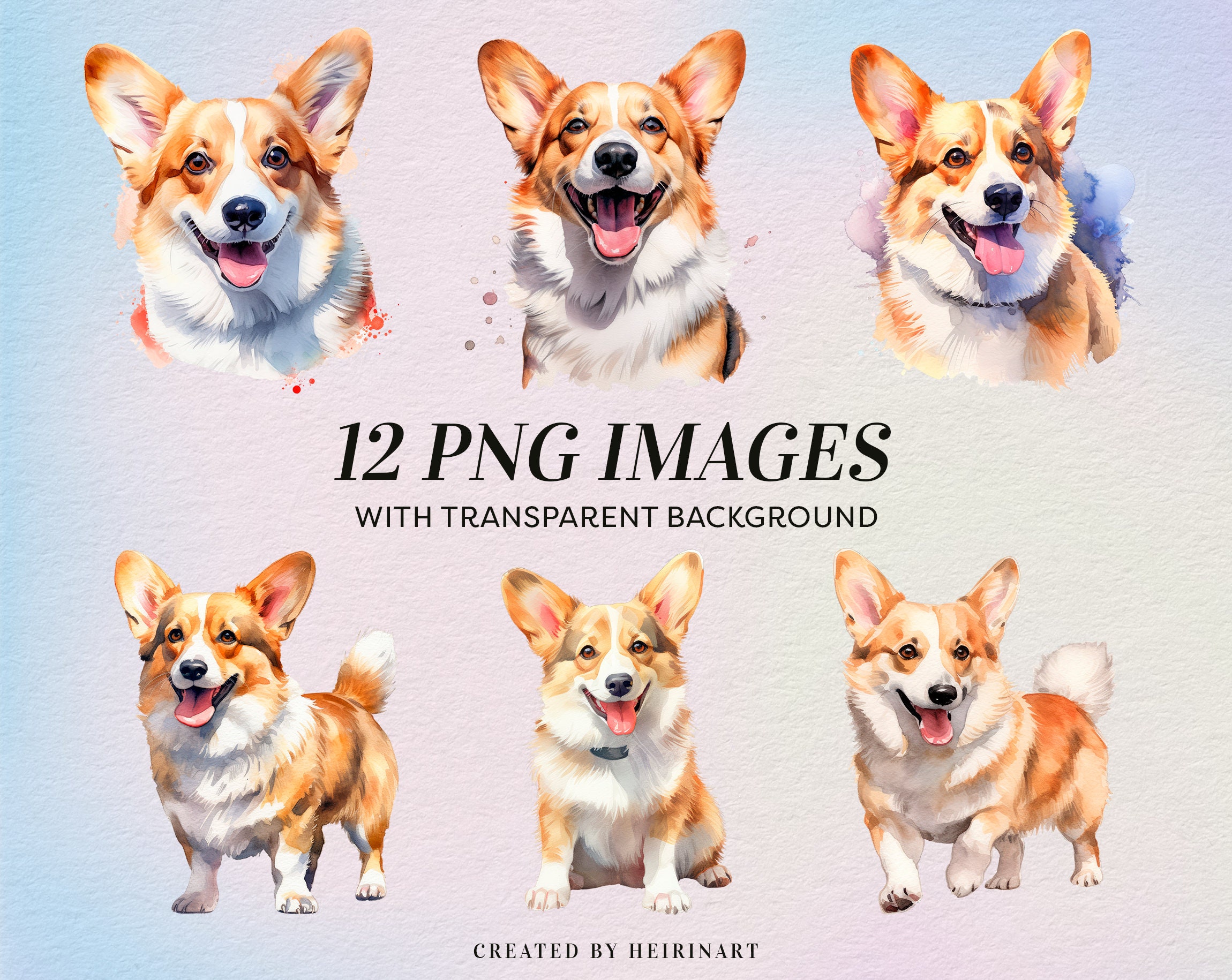 Watercolor Corgi Clipart Pet Portrait PNG Commercial Use Cute Dog ...