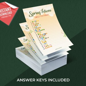 Spring Idioms Emoji Pictionary, Printable Party Games, Party Game for ...