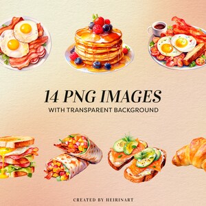 Watercolor Breakfast Clipart - Watercolor Food PNG - Commercial Use ...