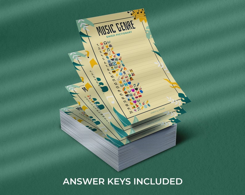 Music Genre Emoji Pictionary, Emoji Quiz, Emoji Game, Printable Party ...
