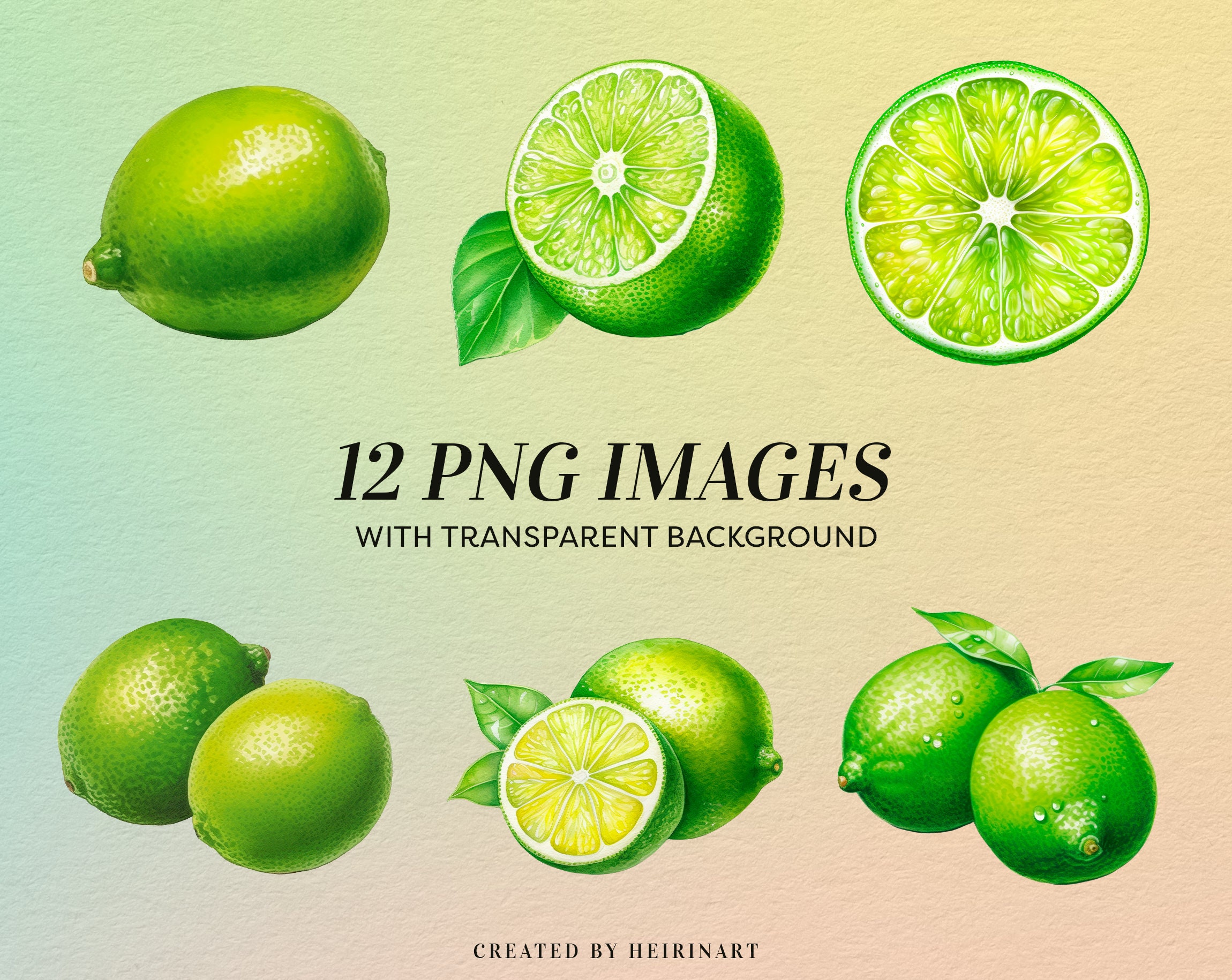 Watercolor Limes Clipart - Watercolor Fruits PNG - Commercial Use ...