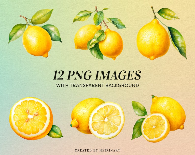 Watercolor Lemons Clipart - Watercolor Fruits PNG - Commercial Use ...