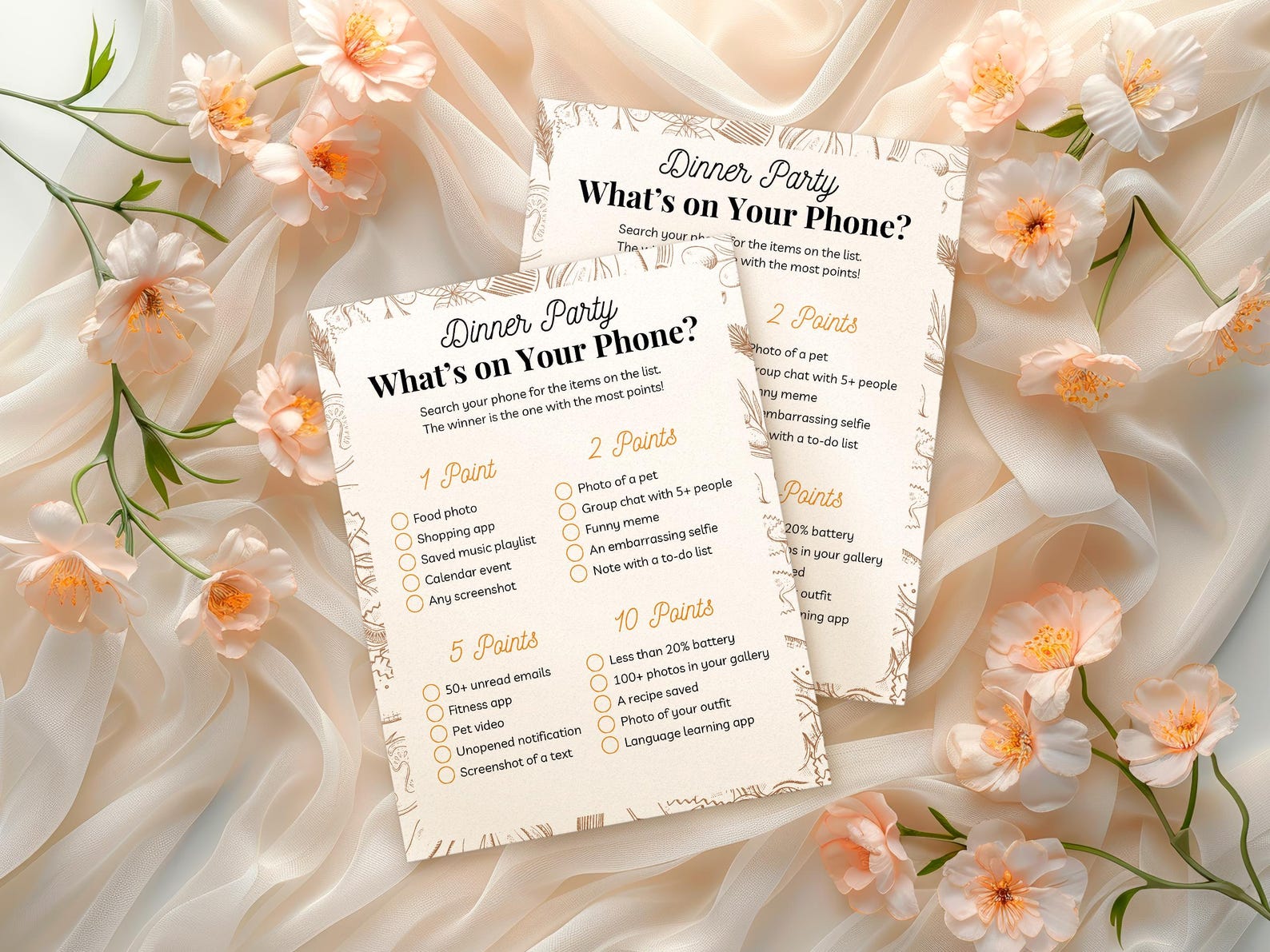 What's on Your Phone Dinner Party Game, Printable Editable Game ...