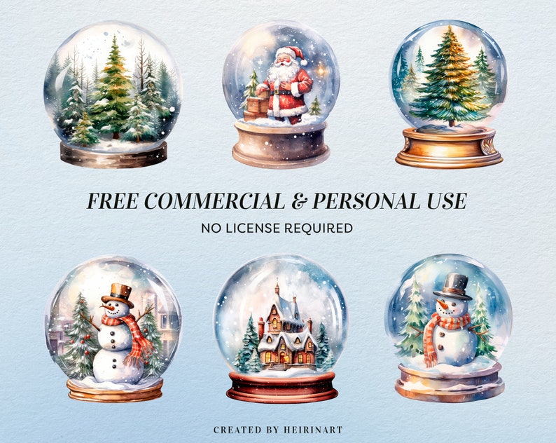 Watercolor Snow Globe Clipart - Snow Globe PNG - Commercial Use ...
