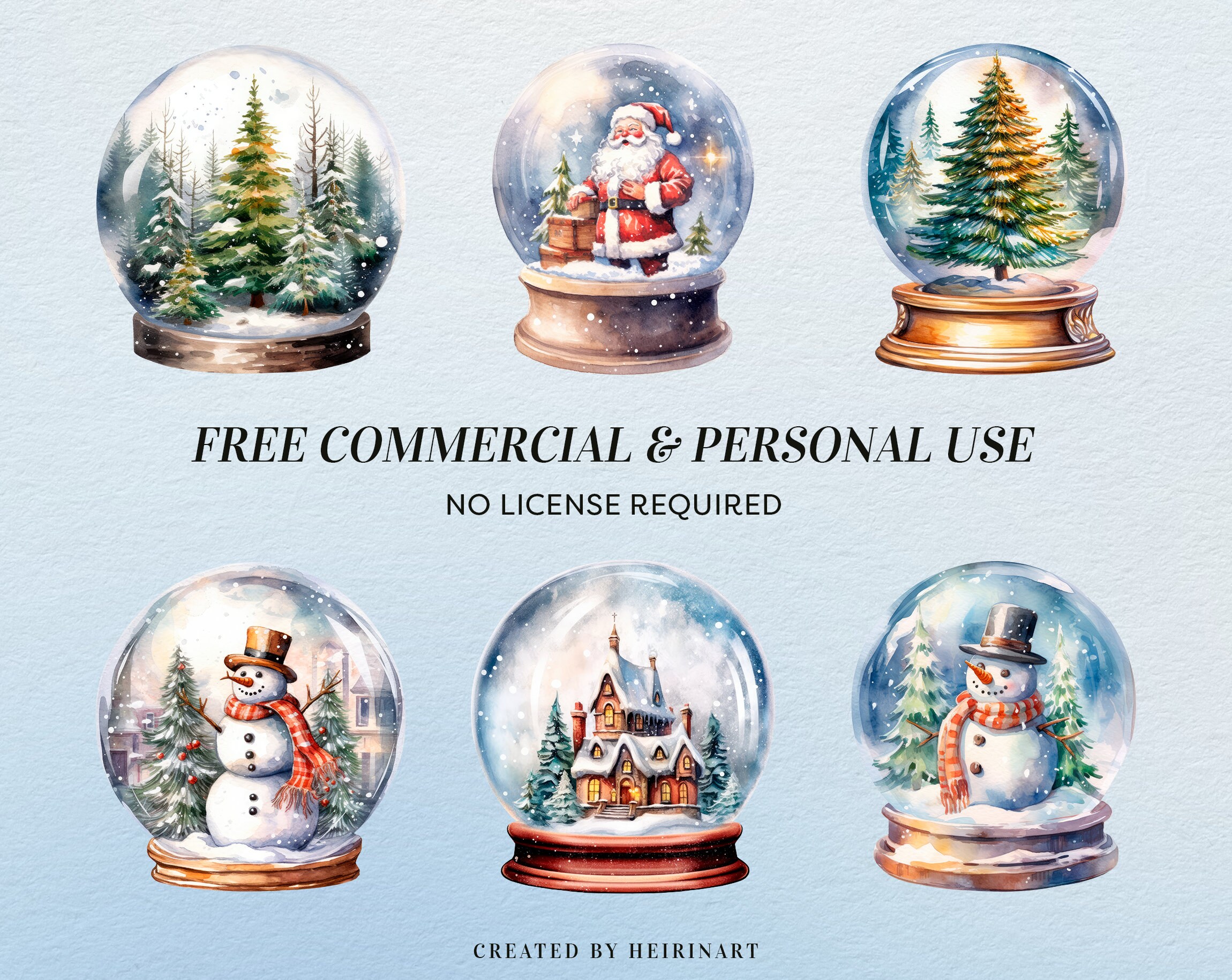 Watercolor Snow Globe Clipart - Snow Globe PNG - Commercial Use ...