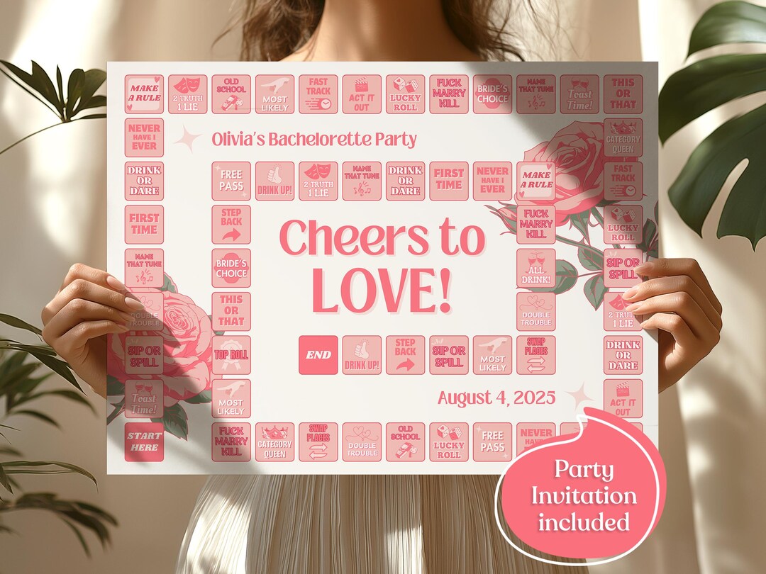 Bachelorette Party Board Game, Editable Printable Drinking Game, Fun ...