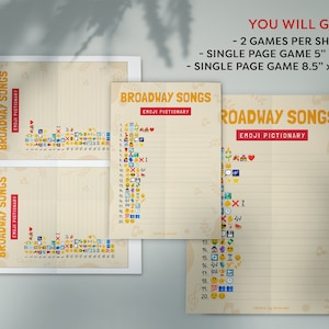 Broadway Songs Emoji Pictionary, Printable Party Games, Fun Emoji Quiz ...