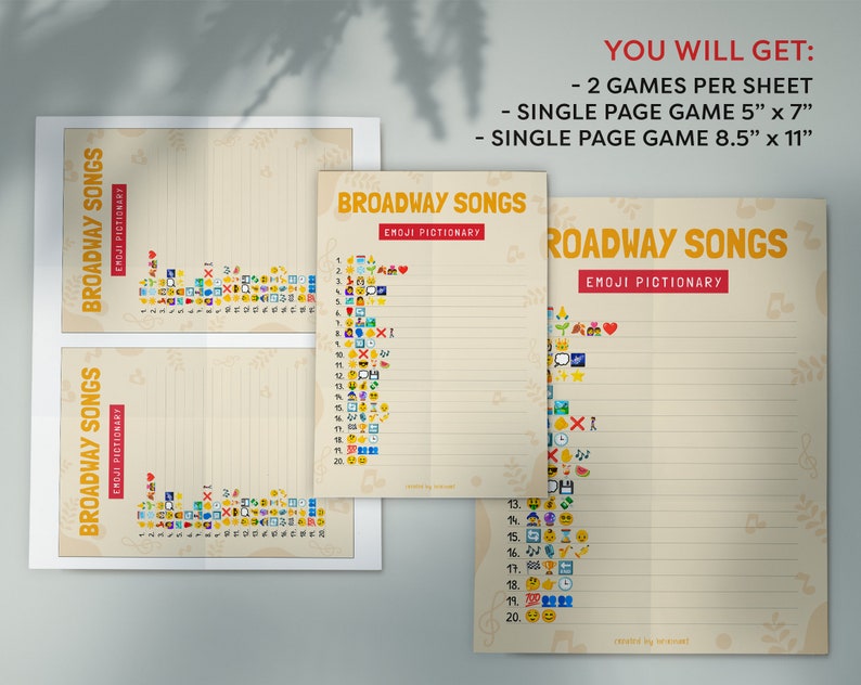 Broadway Songs Emoji Pictionary, Printable Party Games, Fun Emoji Quiz ...