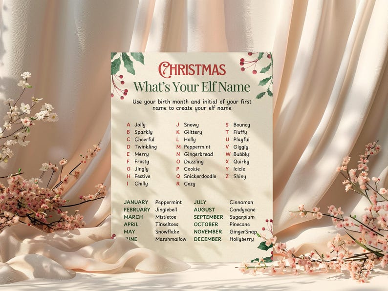 What's Your Elf Name Christmas Party Game, Printable & Editable Game ...