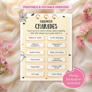 Halloween Charades Party Game, Printable & Editable Game, Fun Party ...