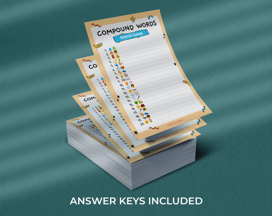 Compound Words Emoji Pictionary, Printable Party Games, Fun Family ...