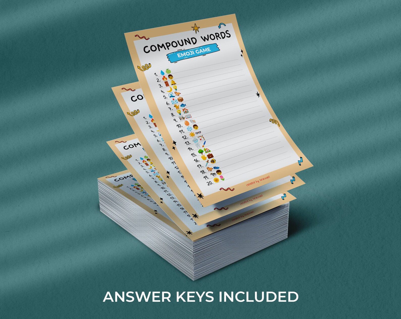 Compound Words Emoji Pictionary, Printable Party Games, Fun Family ...