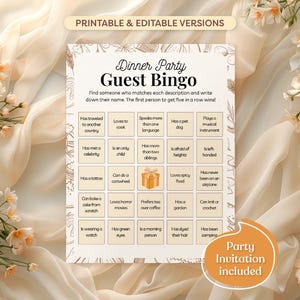Guest Bingo Dinner Party Game, Printable & Editable Game, Icebreaker ...