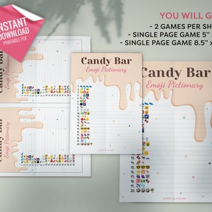 Candy Bar Emoji Pictionary, Party Game for Kids and Adults, Printable ...
