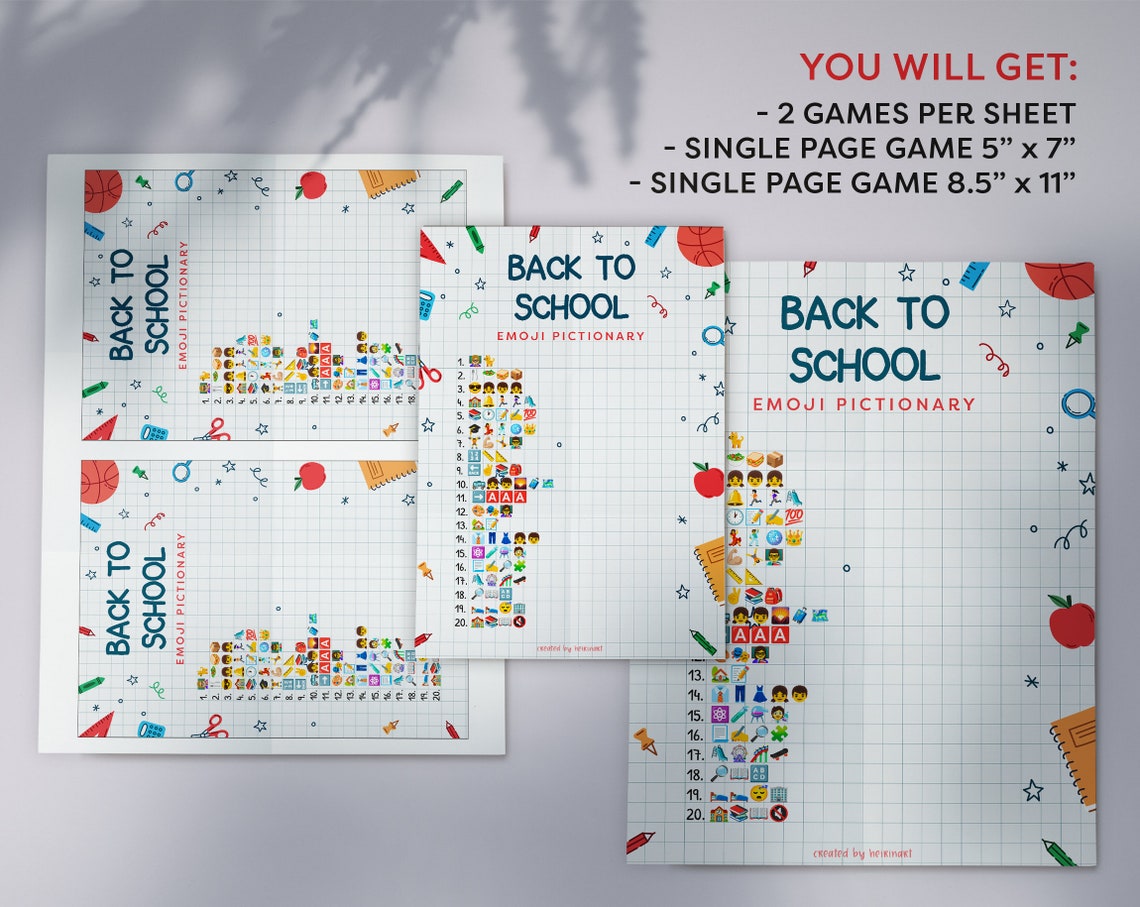 Back to School Emoji Pictionary, Emoji Quiz, Printable Party Games, Fun ...