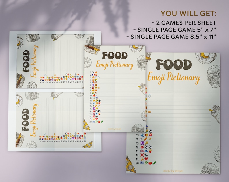Food Emoji Pictionary, Printable Party Games, Fun Family Activity ...