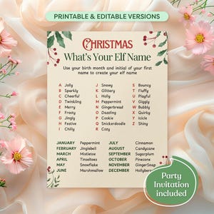 What's Your Elf Name Christmas Party Game, Printable & Editable Game ...