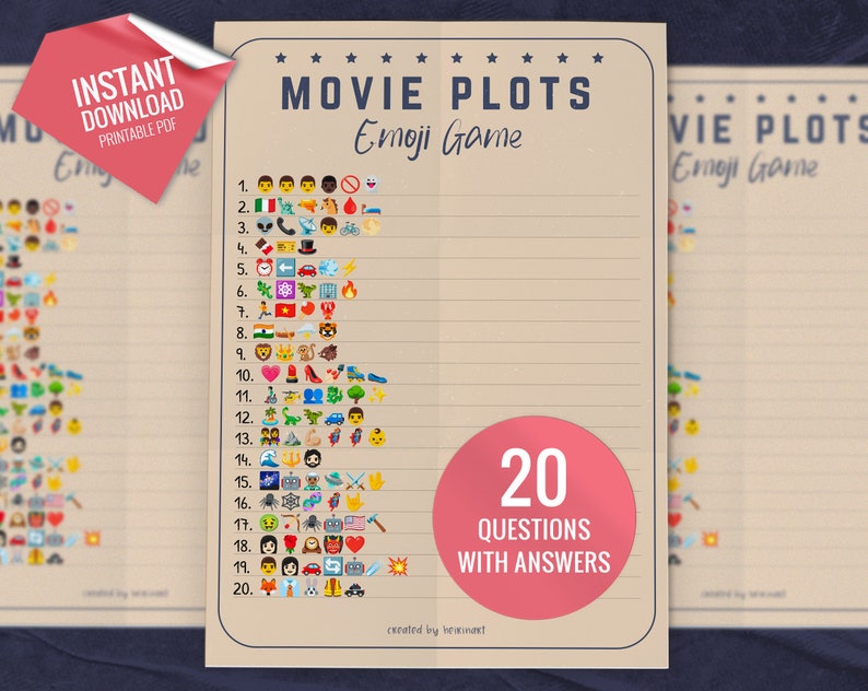 Movie Plots Emoji Pictionary Printable Party Games Emoji - Etsy Israel