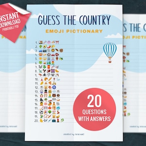 Guess the Country Emoji Pictionary, Printable Party Games, Fun Family ...