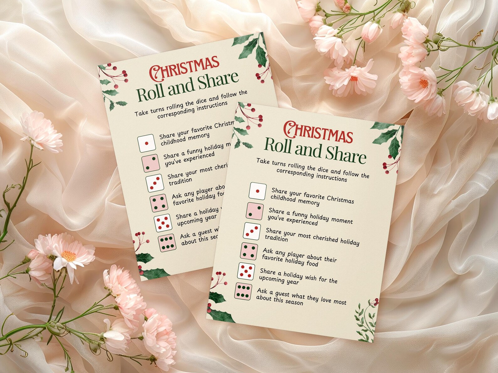 Roll and Share Christmas Game, Printable & Editable Game, Fun Family ...