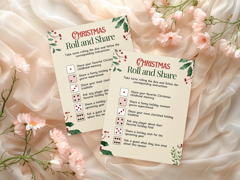 Roll and Share Christmas Game, Printable & Editable Game, Fun Family ...
