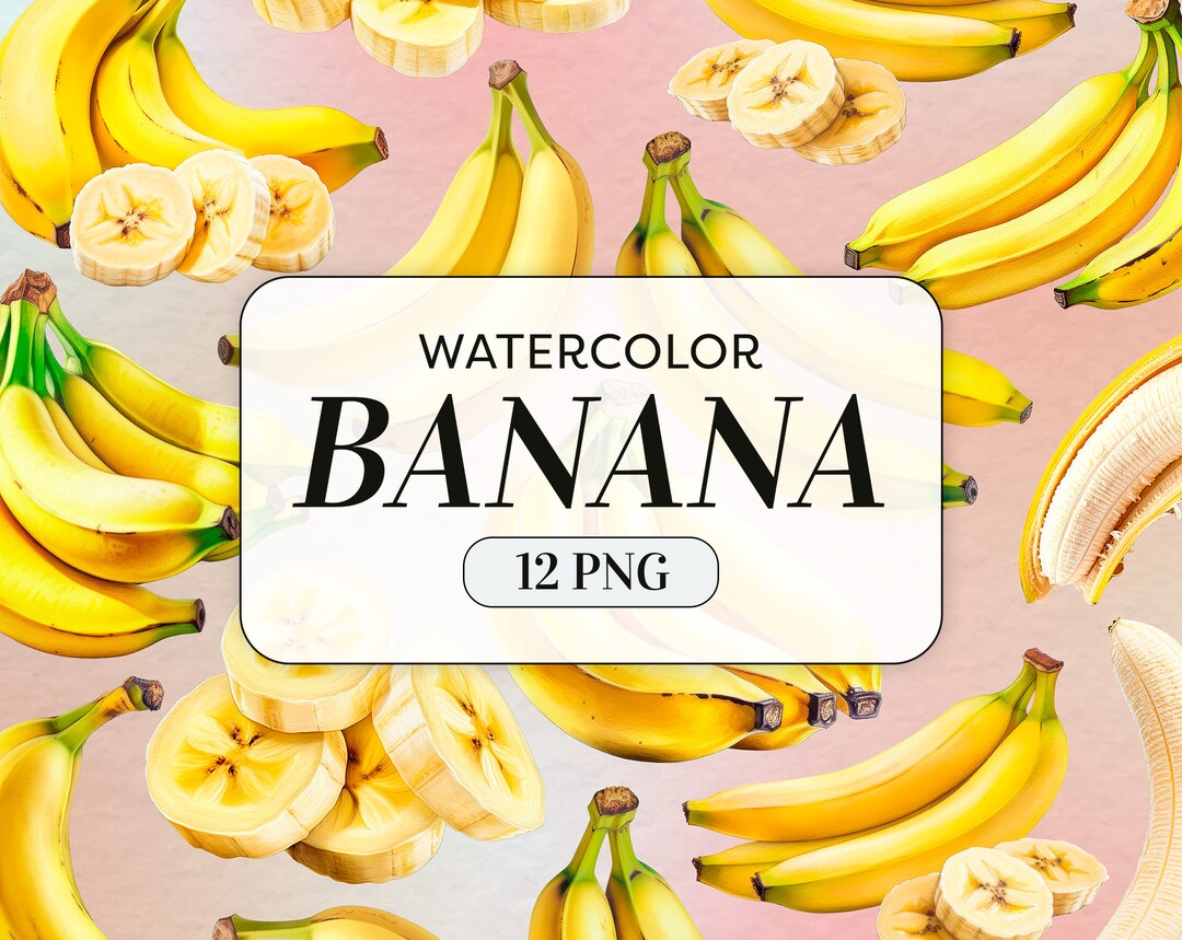 Watercolor Banana Clipart - Watercolor Fruits PNG - Commercial Use ...