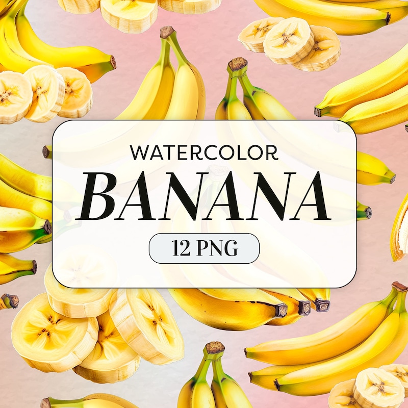Watercolor Banana Clipart - Etsy