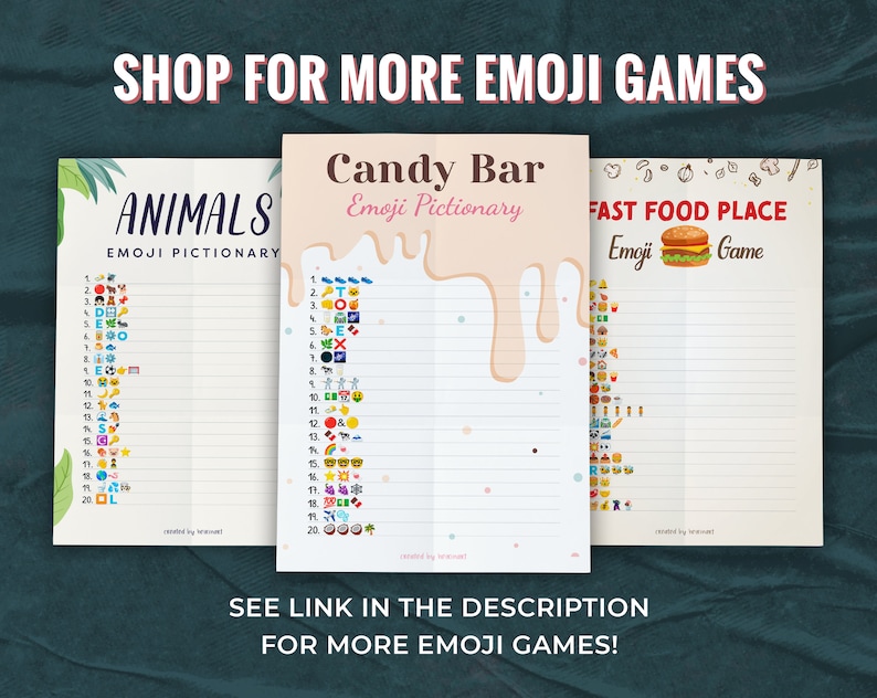 Animals Emoji Pictionary, Printable Party Games, Printable Emoji Game ...