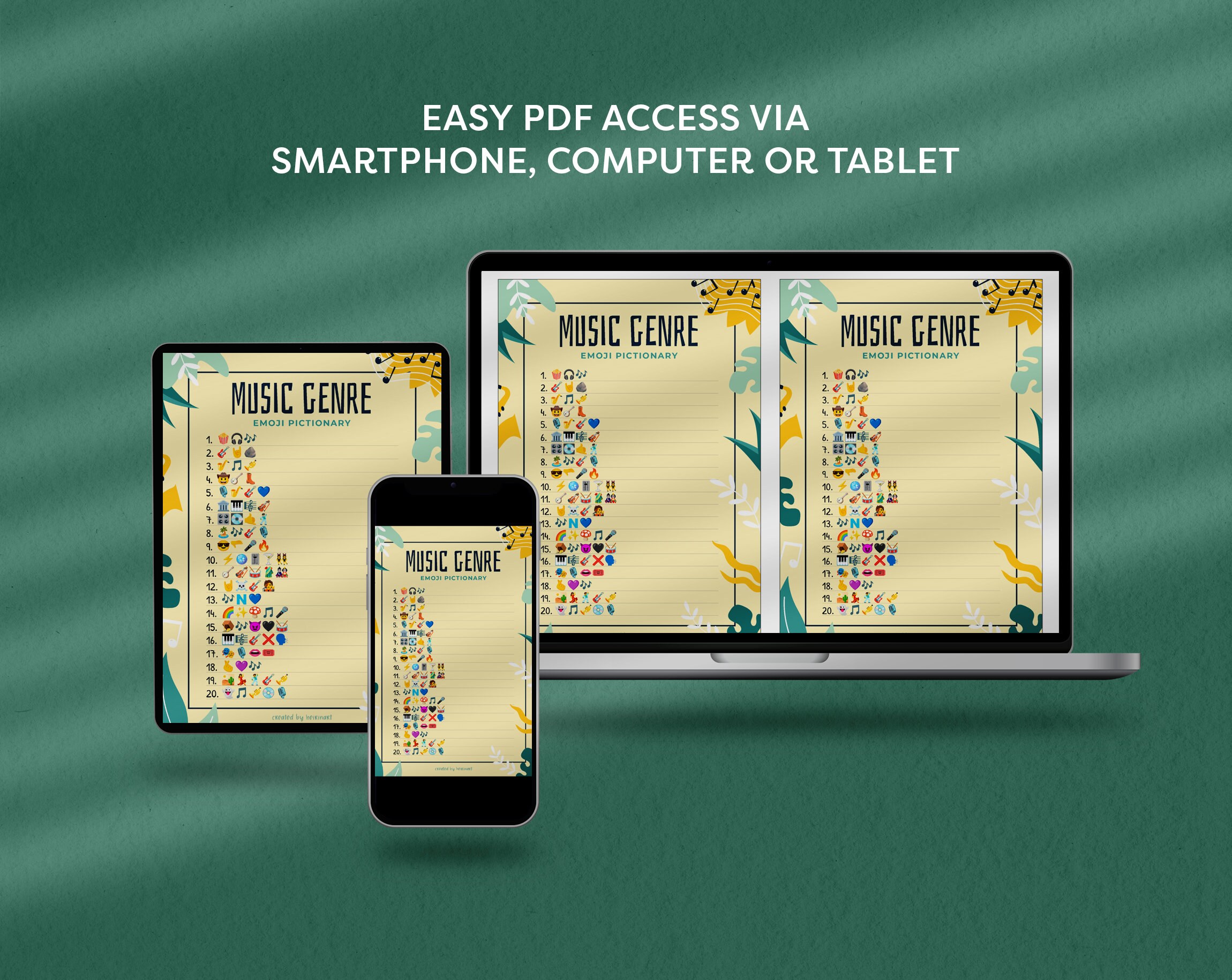 Music Genre Emoji Pictionary, Emoji Quiz, Emoji Game, Printable Party ...