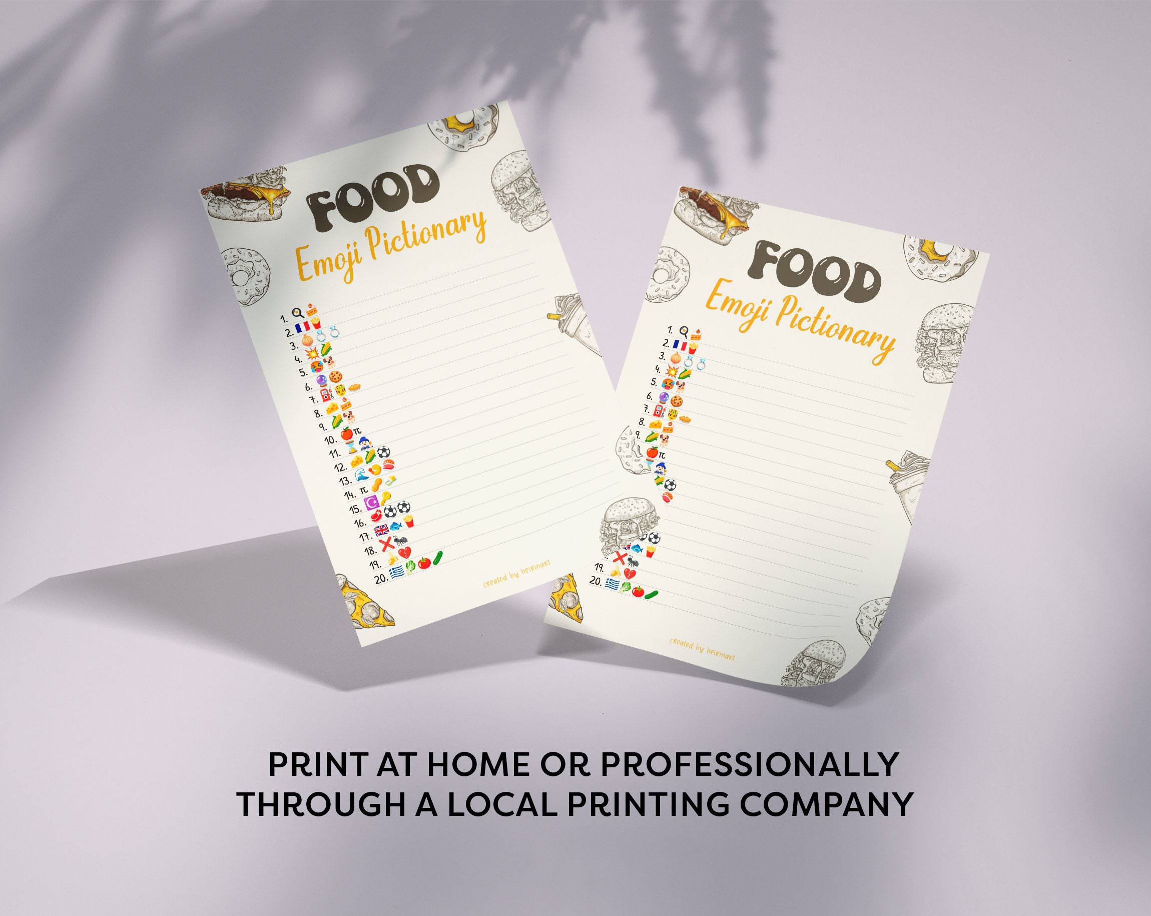 Food Emoji Pictionary, Printable Party Games, Fun Family Activity ...