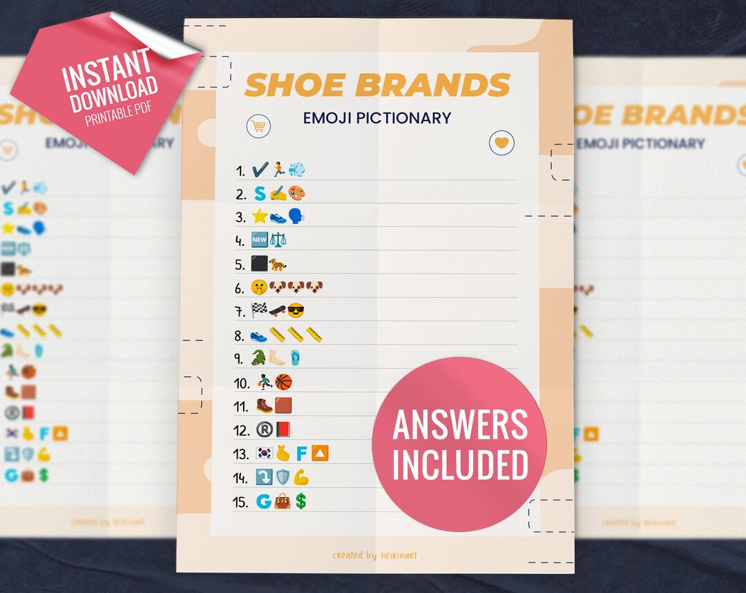 Shoe Brands Emoji Pictionary Printable Party Games Fun - Etsy UK