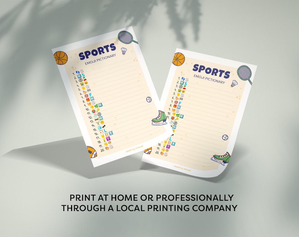 Sports Emoji Pictionary, Printable Party Games, Emoji Quiz Game, Party ...