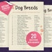 Dog Breeds Match up Trivia Game, Printable Party Games, Party Game for ...