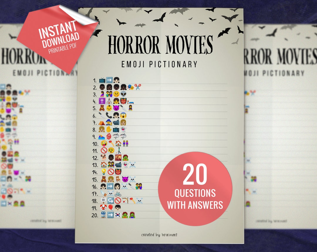 Horror Movies Emoji Pictionary, Printable Party Games, Fun Family ...