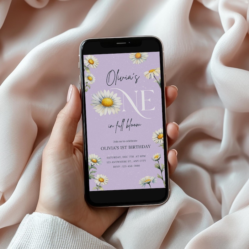 Daisy Birthday Invitation, Editable Canva Template, Floral Birthday ...