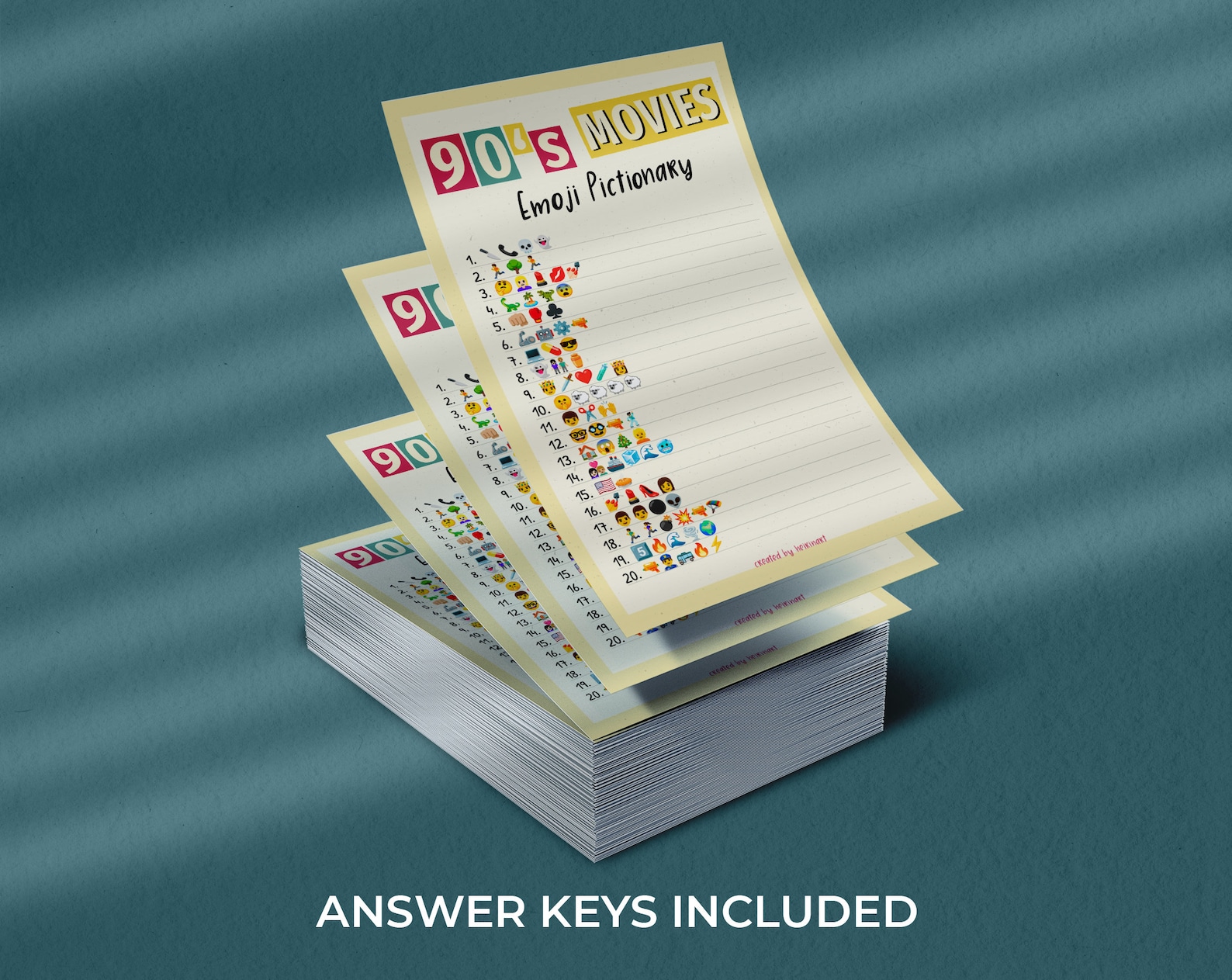 90s Movies Emoji Pictionary, Printable Party Games, Fun Family Activity ...