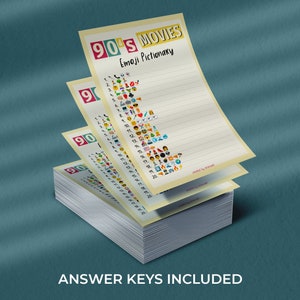 90s Movies Emoji Pictionary, Printable Party Games, Fun Family Activity ...