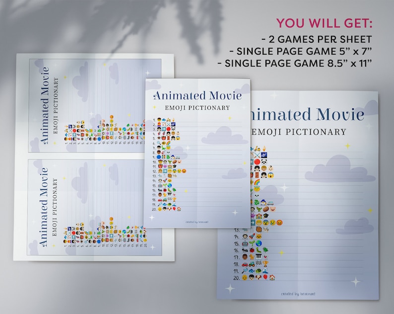 Animated Movie Emoji Pictionary, Printable Party Games, Fun Family ...