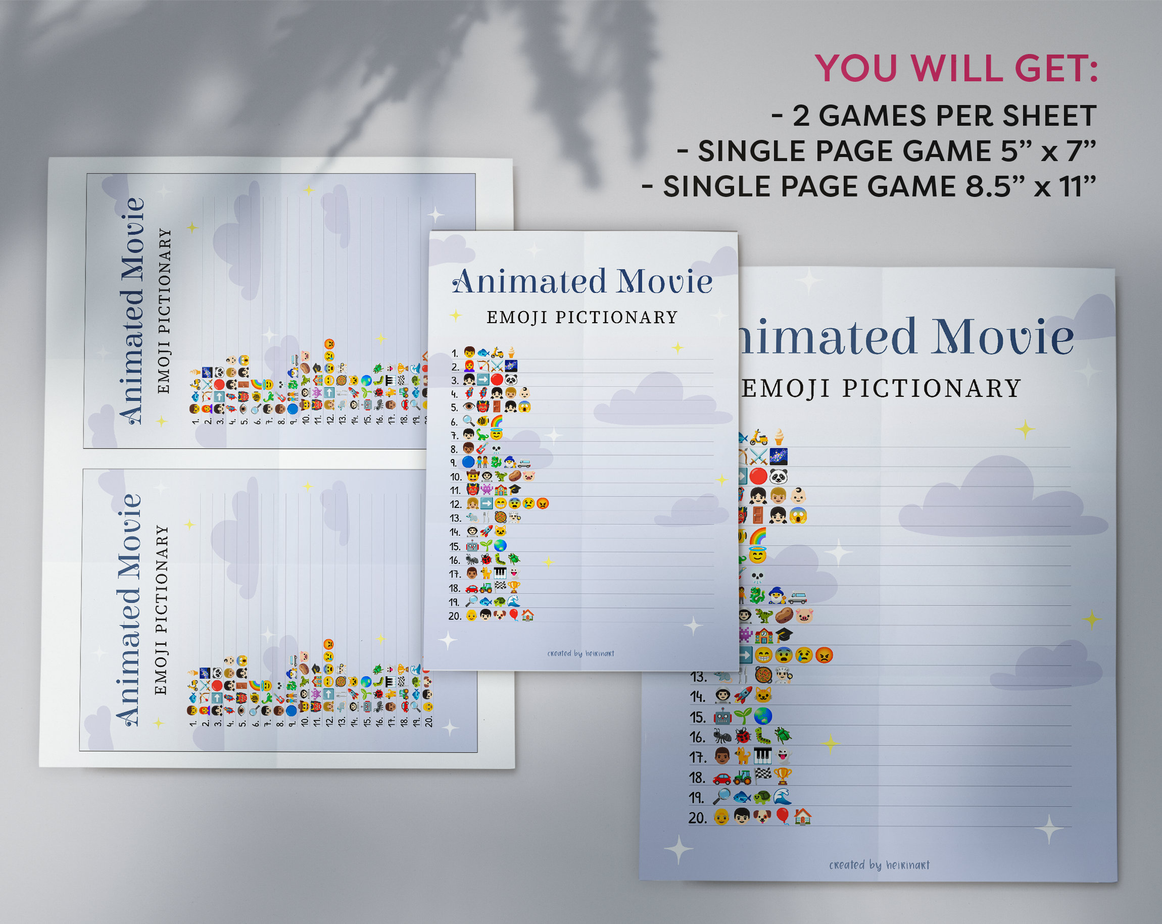 Animated Movie Emoji Pictionary, Printable Party Games, Fun Family ...