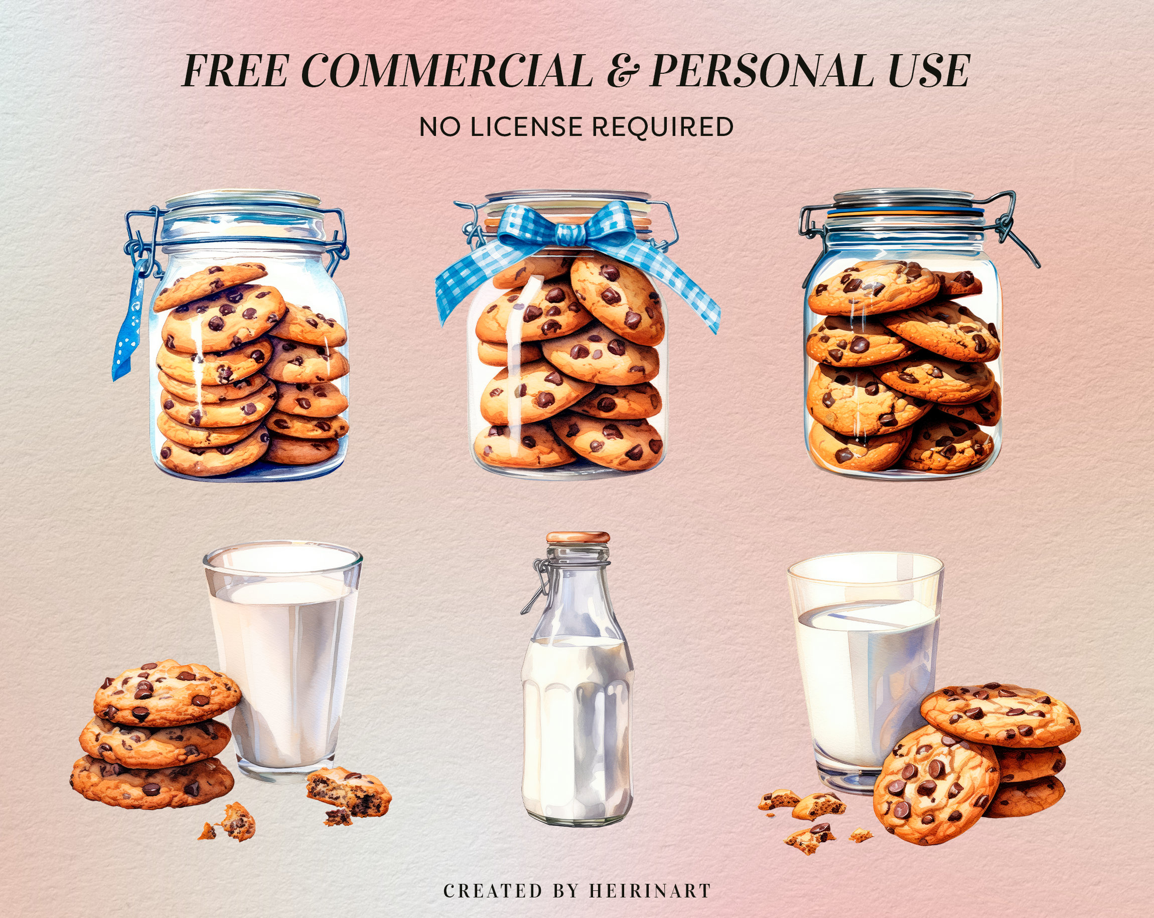 Chocolate Chip Cookies Clipart Watercolor Cookies PNG Commercial Use ...