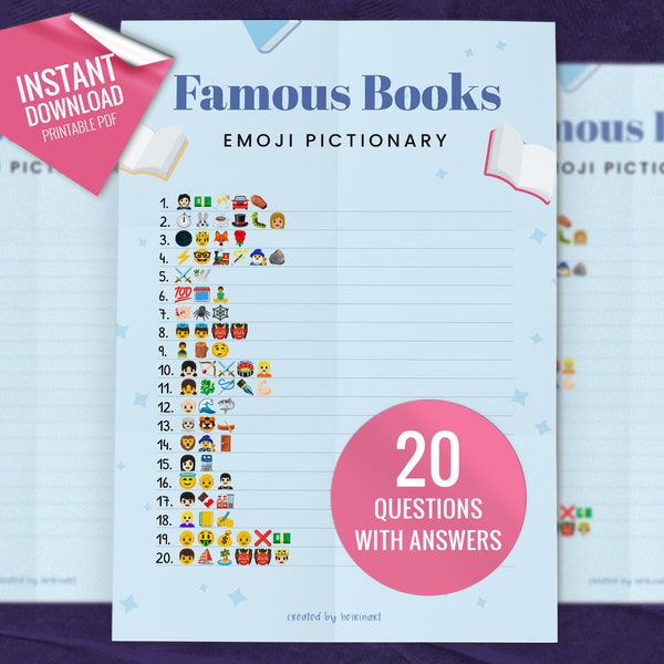 Animals Emoji Pictionary, Printable Party Games, Printable Emoji Game ...