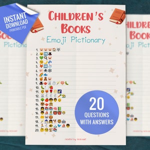 Children's Book Emoji Pictionary, Baby Shower Game, Party Game for Kids ...