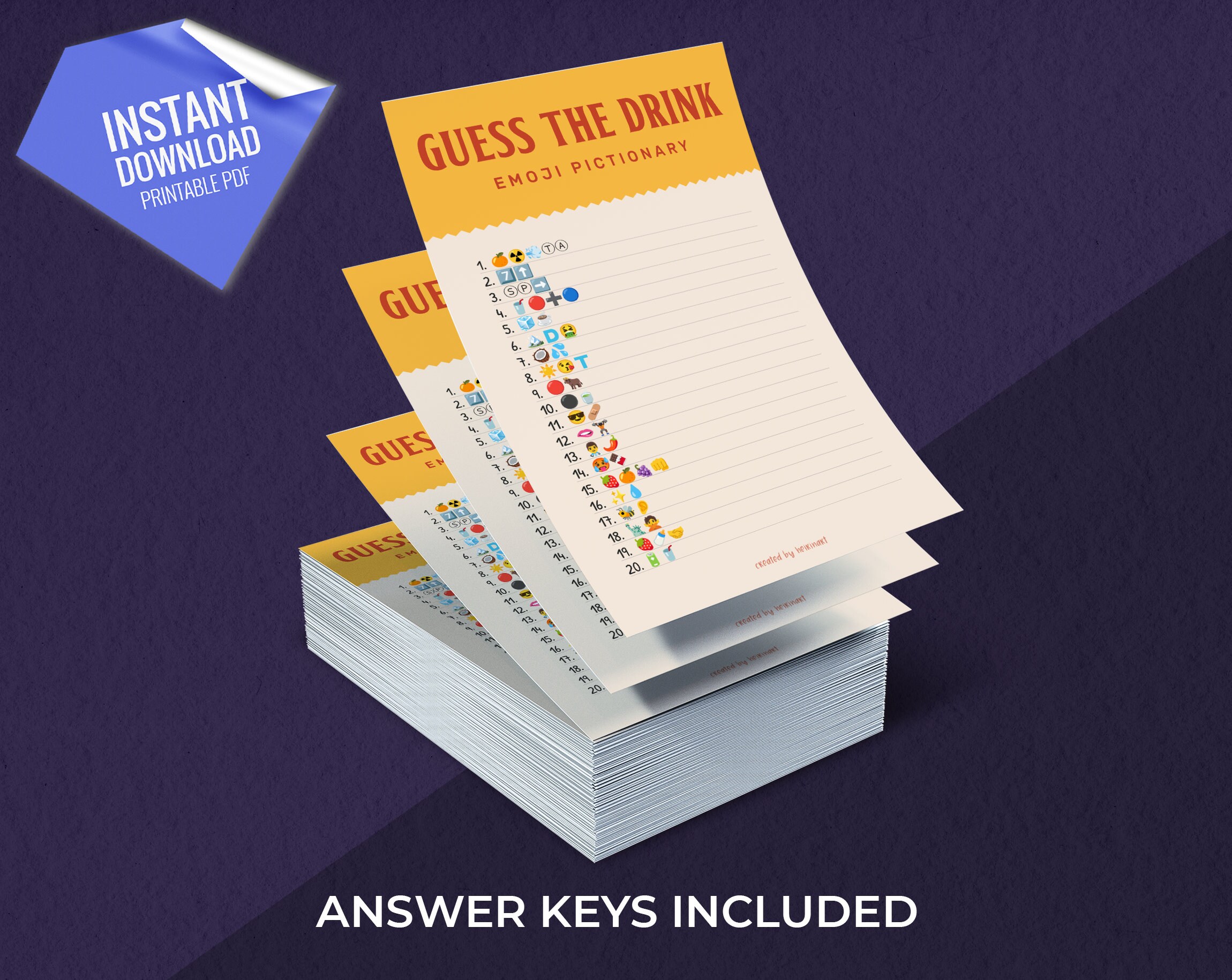 Guess the Drink Emoji Pictionary, Shower Games, Printable Party Games ...