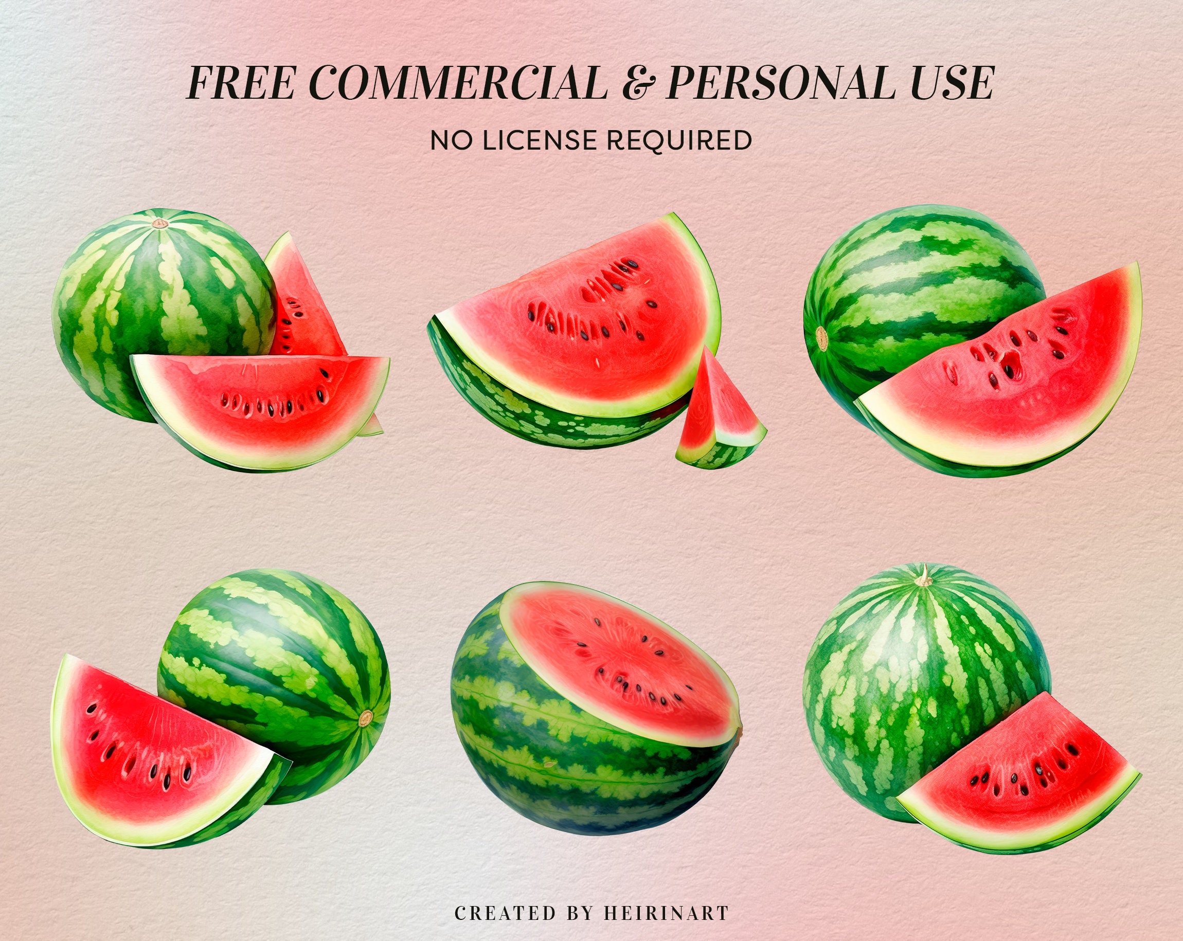 Watercolor Watermelon Clipart Watercolor Fruits Png Commercial Use