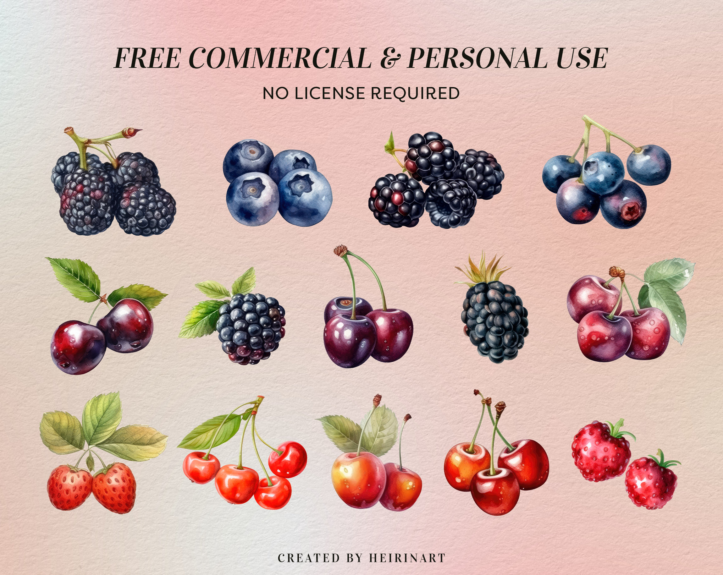 Watercolor Berries Clipart Watercolor Berry PNG Commercial - Etsy