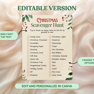 Scavenger Hunt Christmas Game, Printable & Editable Game, Fun Family ...