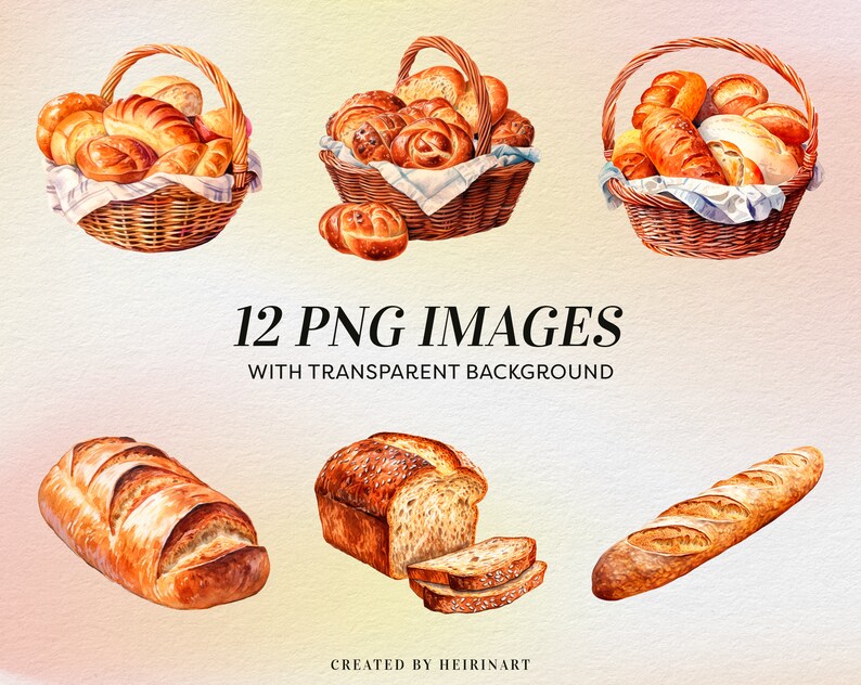 Watercolor Bread Clipart - Loaf of Bread PNG - Commercial Use - Bread ...