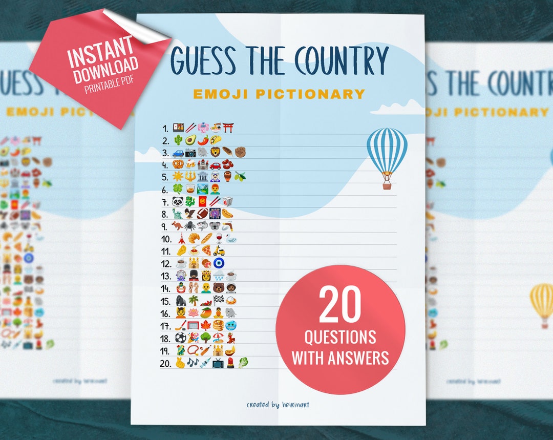Guess the Country Emoji Pictionary, Printable Party Games, Fun Family ...