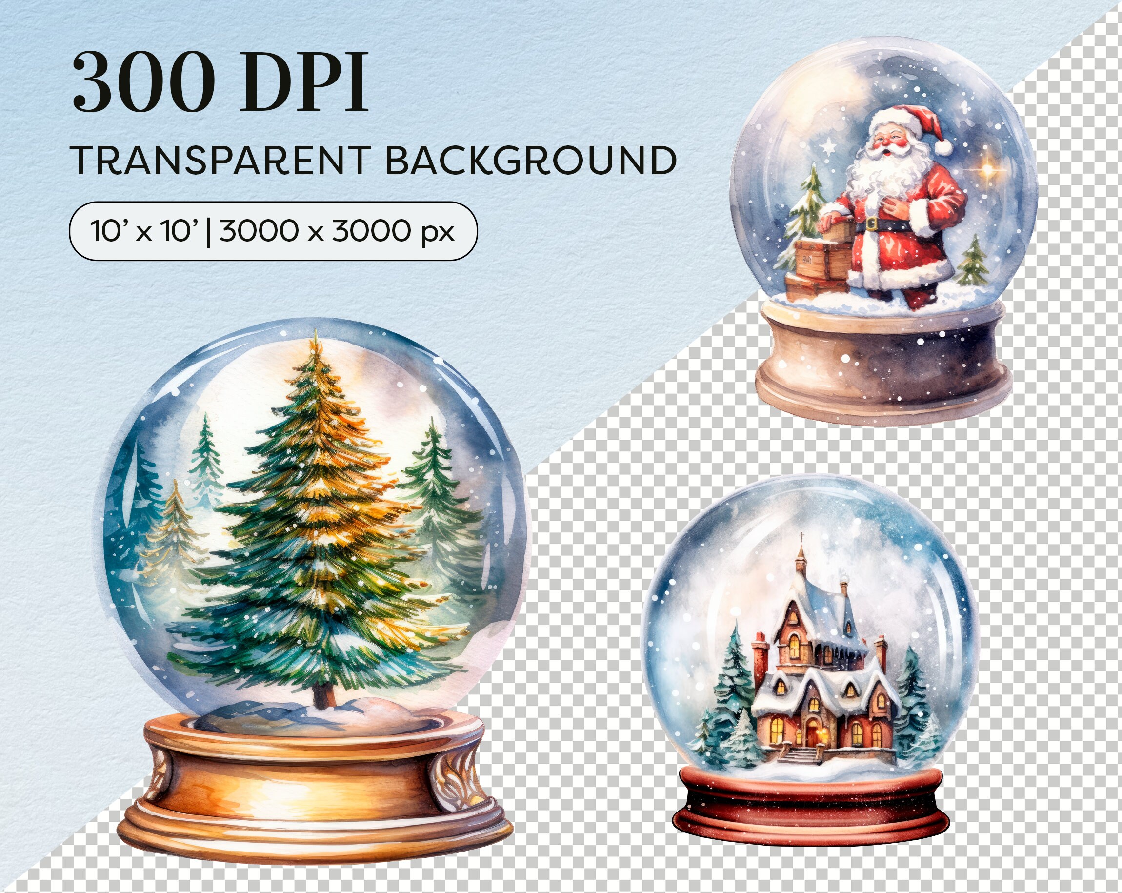 Watercolor Snow Globe Clipart - Snow Globe PNG - Commercial Use ...
